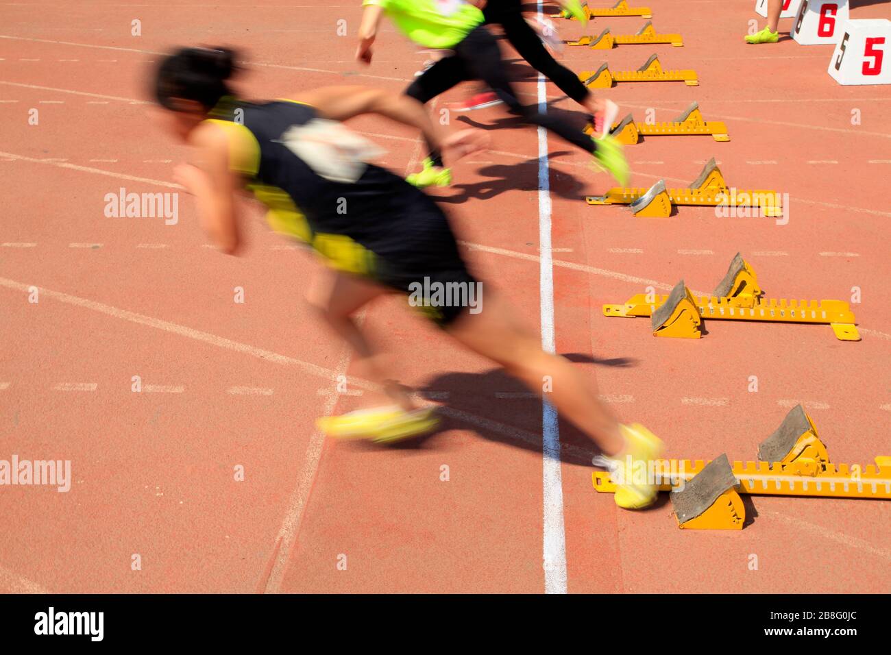 The launching, At the sports meeting, the athletes are starting to run ...