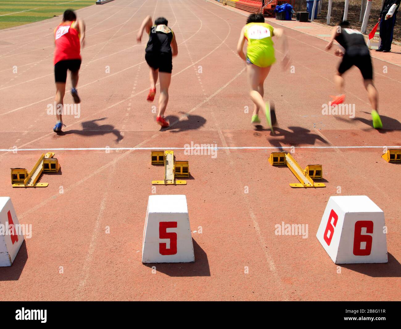 The launching, At the sports meeting, the athletes are starting to run ...