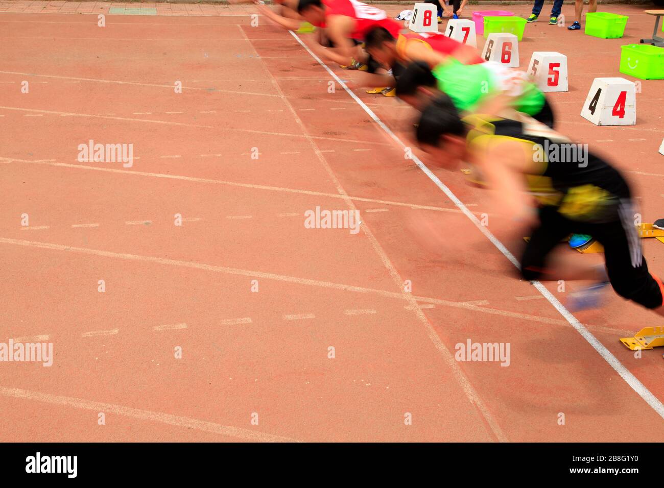 The launching, At the sports meeting, the athletes are starting to run ...