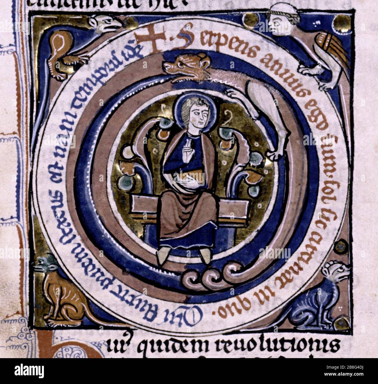 God seated in the center, surrounded by a circular serpent biting its ...