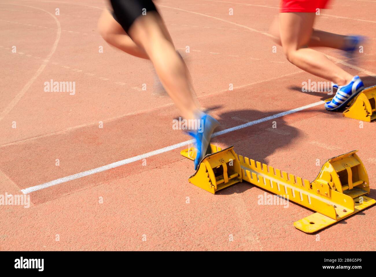 The launching, In the sports meeting, the athletes start to run Stock ...
