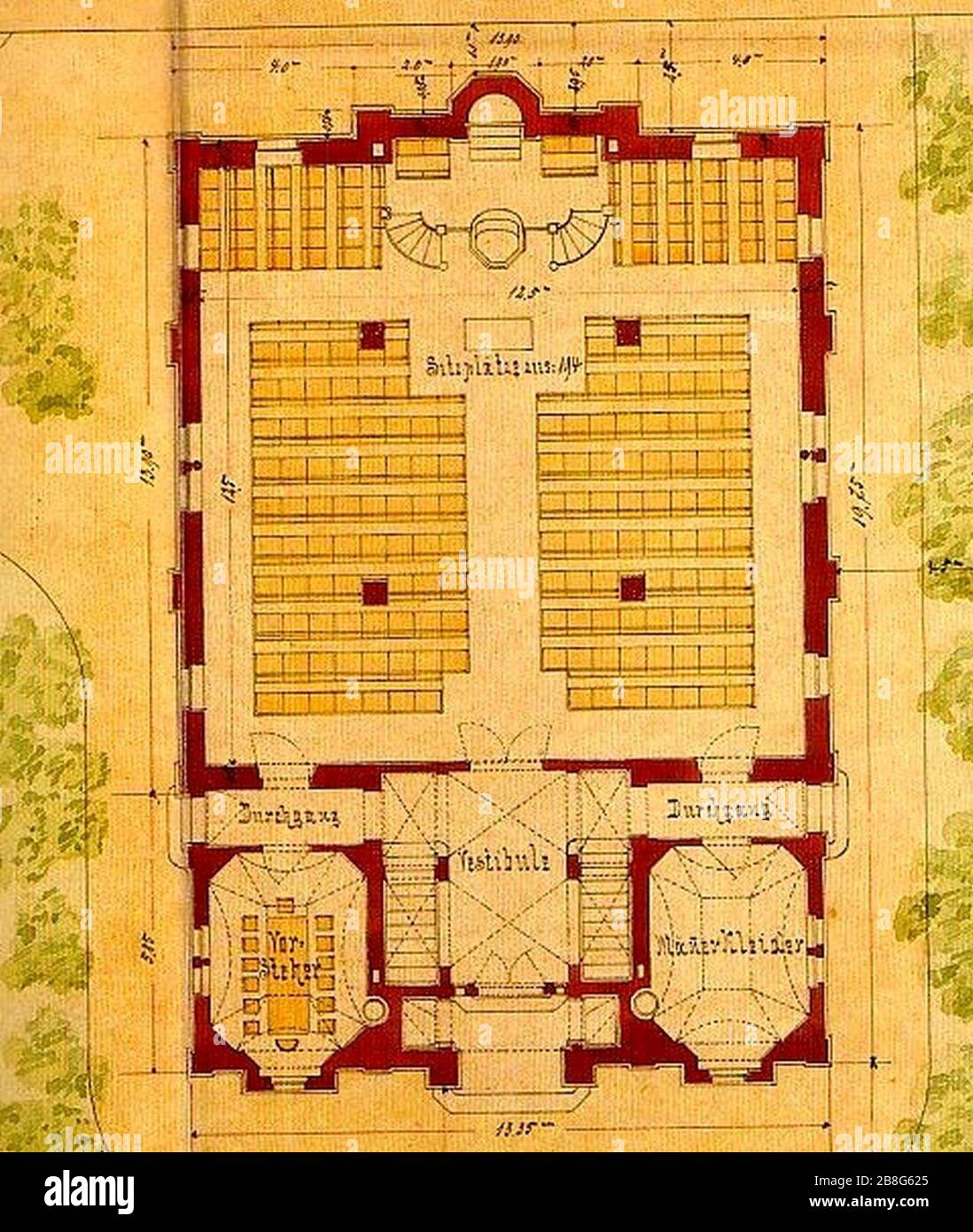 Goeppingen- synagogue 1881- architect drawing Stock Photo - Alamy