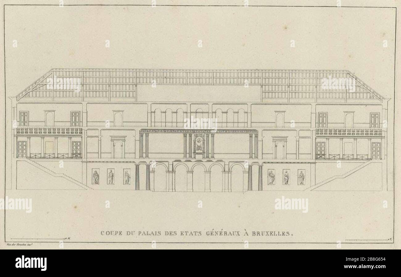 Goetghebuer - 1827 - Choix des monuments - 025 Coupe Palais Etats Generaux Bruxelles Stock Photo ...