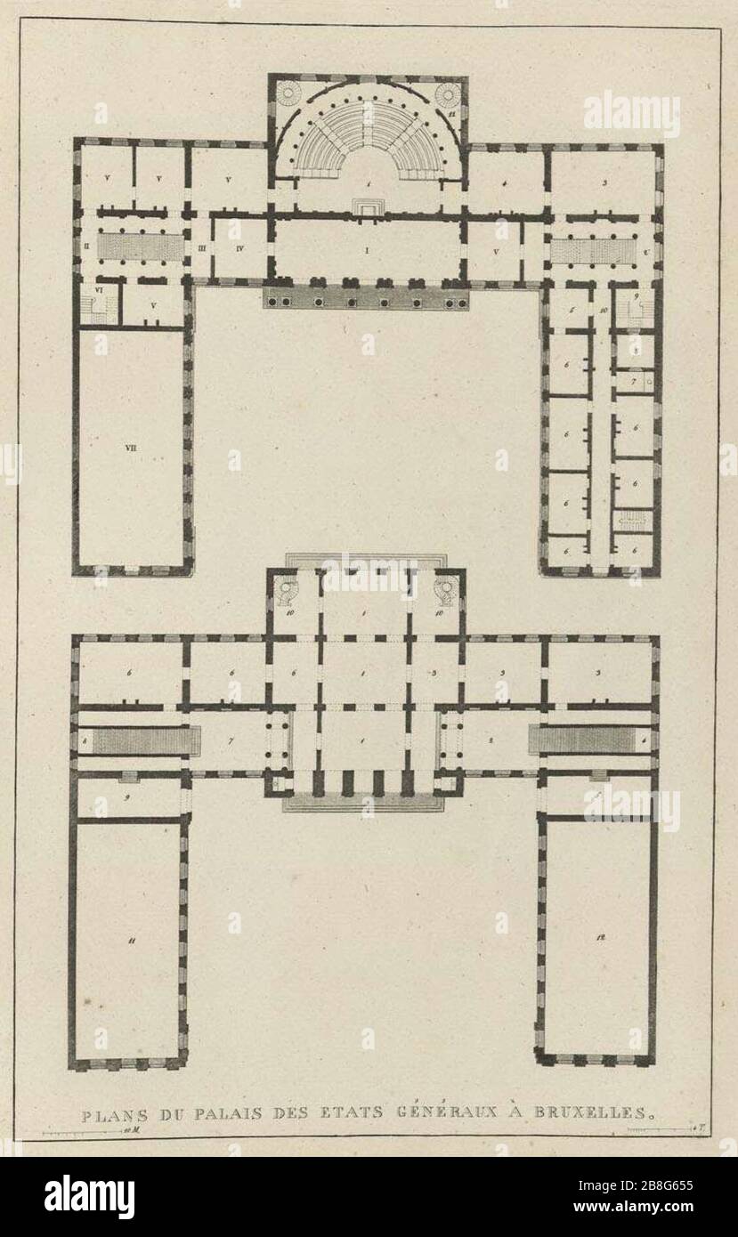 Goetghebuer - 1827 - Choix des monuments - 024 Plans Palais Etats Generaux Bruxelles Stock Photo ...