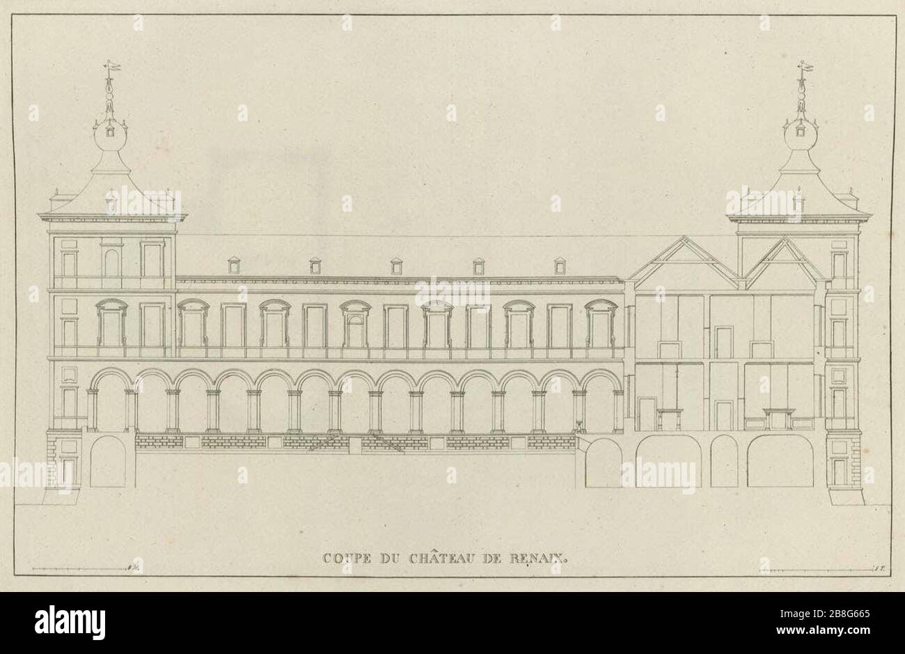 Goetghebuer - 1827 - Choix des monuments - 035 Coupe Chateau de Renaix Stock Photo - Alamy