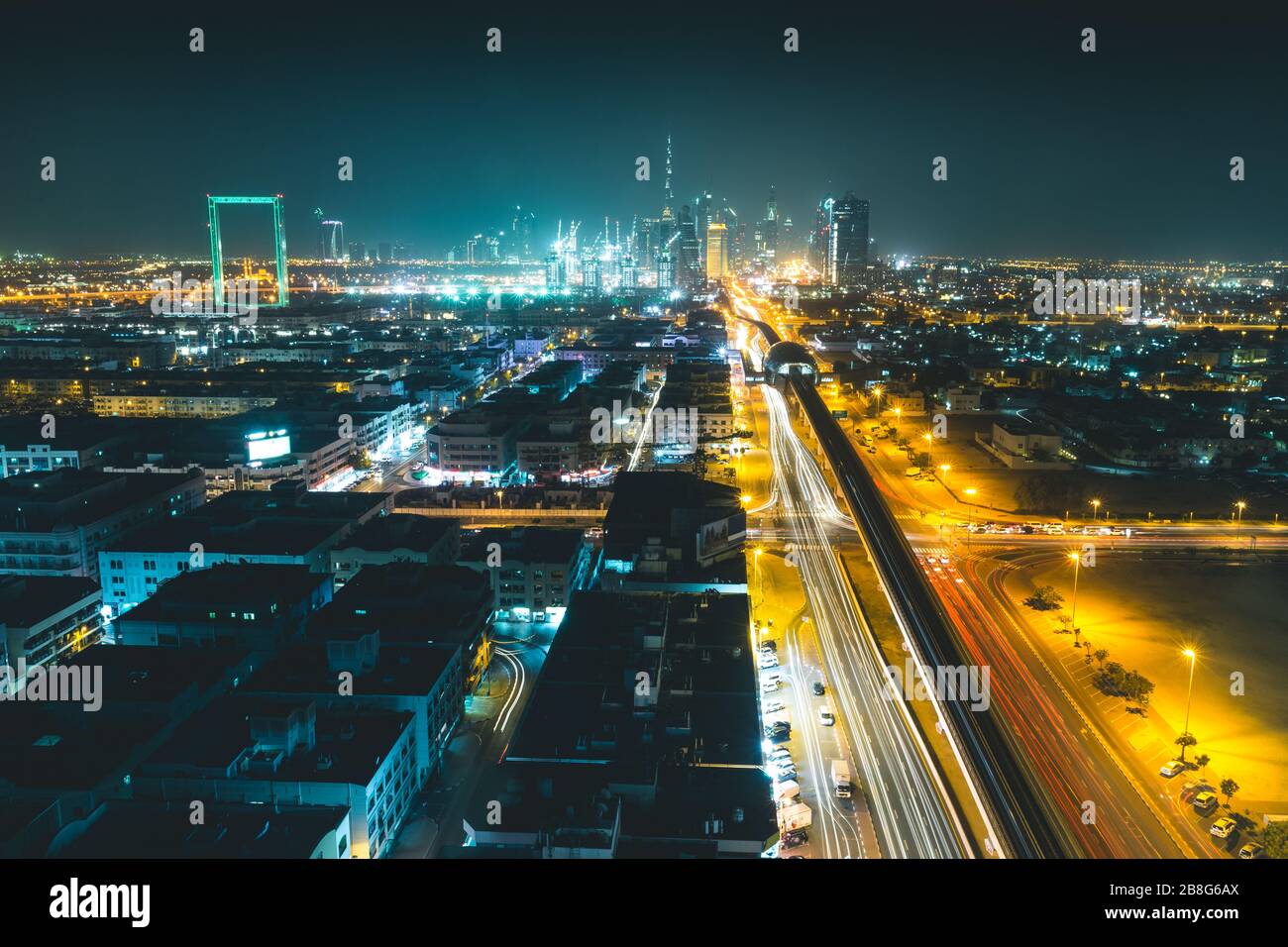 View from top floor at skyline of Dubai - UAE Stock Photo - Alamy