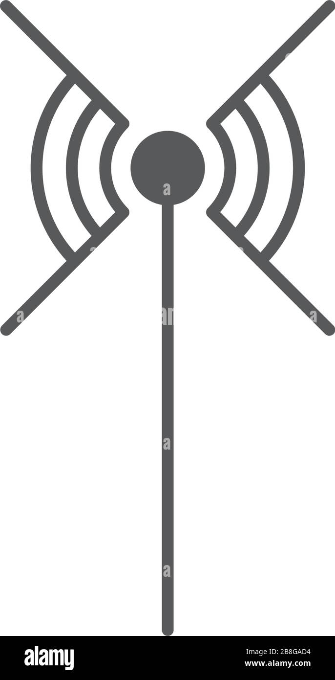 Radio Antenna vector icon symbol isolated on white background Stock ...