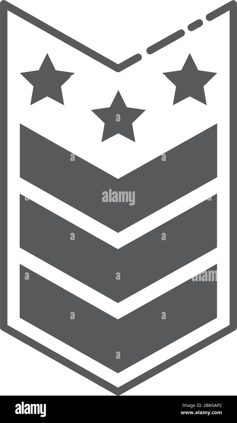 Rank shoulder straps vector icon symbol isolated on white background ...
