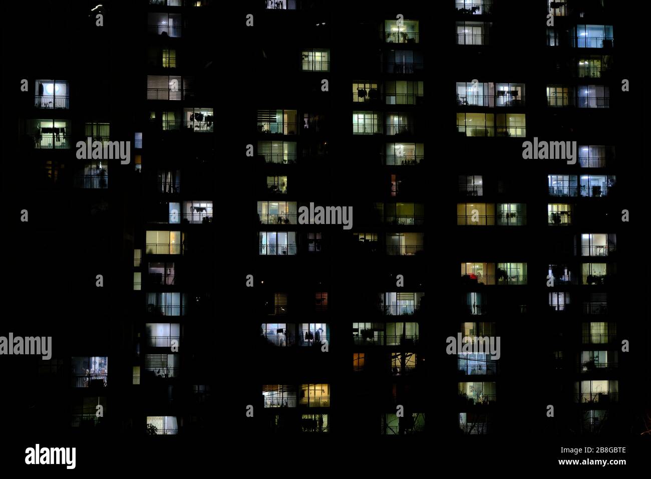 Modern Apartment Block at Night Stock Photo - Alamy