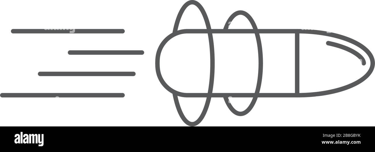 Flying bullet vector icon symbol isolated on white background Stock ...