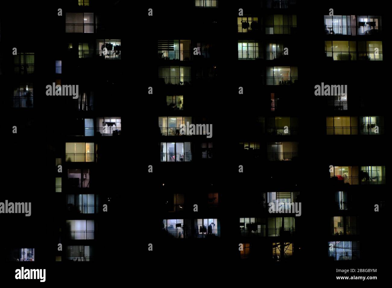 Modern Apartment Block at Night Stock Photo - Alamy