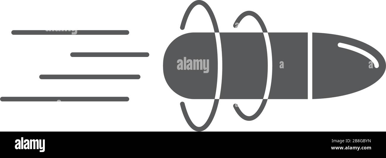 Flying bullet vector icon symbol isolated on white background Stock ...