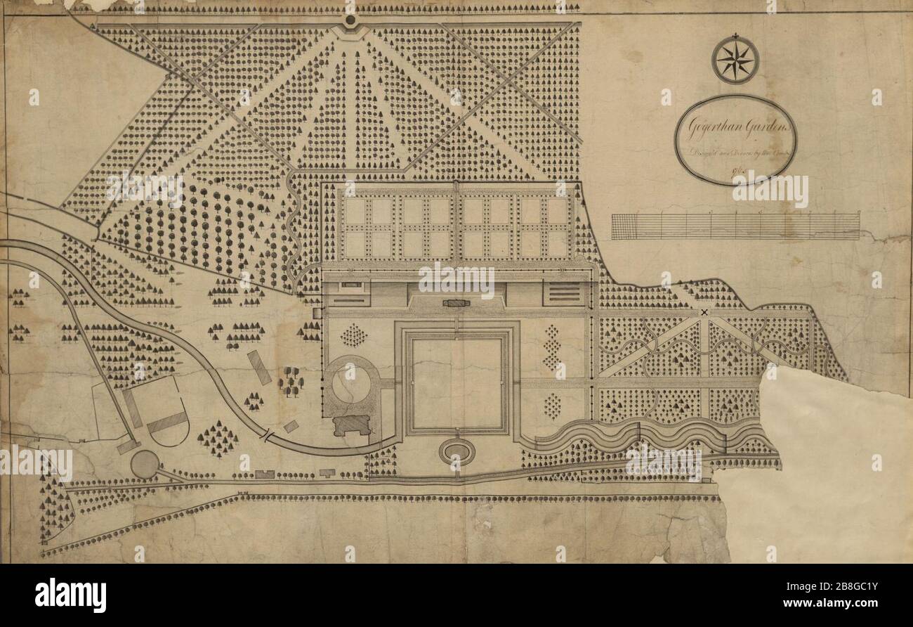 Gogerddan map 80, Gogerddan Gardens 1765 Stock Photo - Alamy