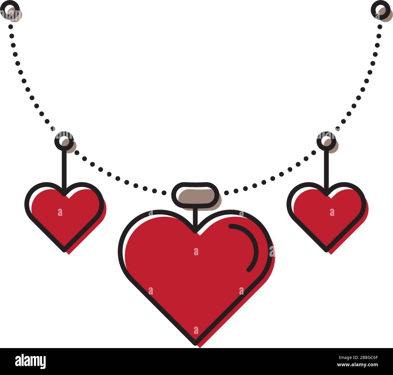 Heart necklace vector icon symbol isolated on white background Stock ...