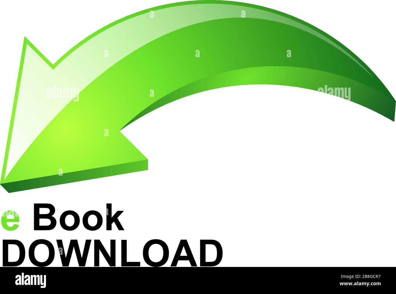 Ebook download with green arrow vector icon, isolated on white ...