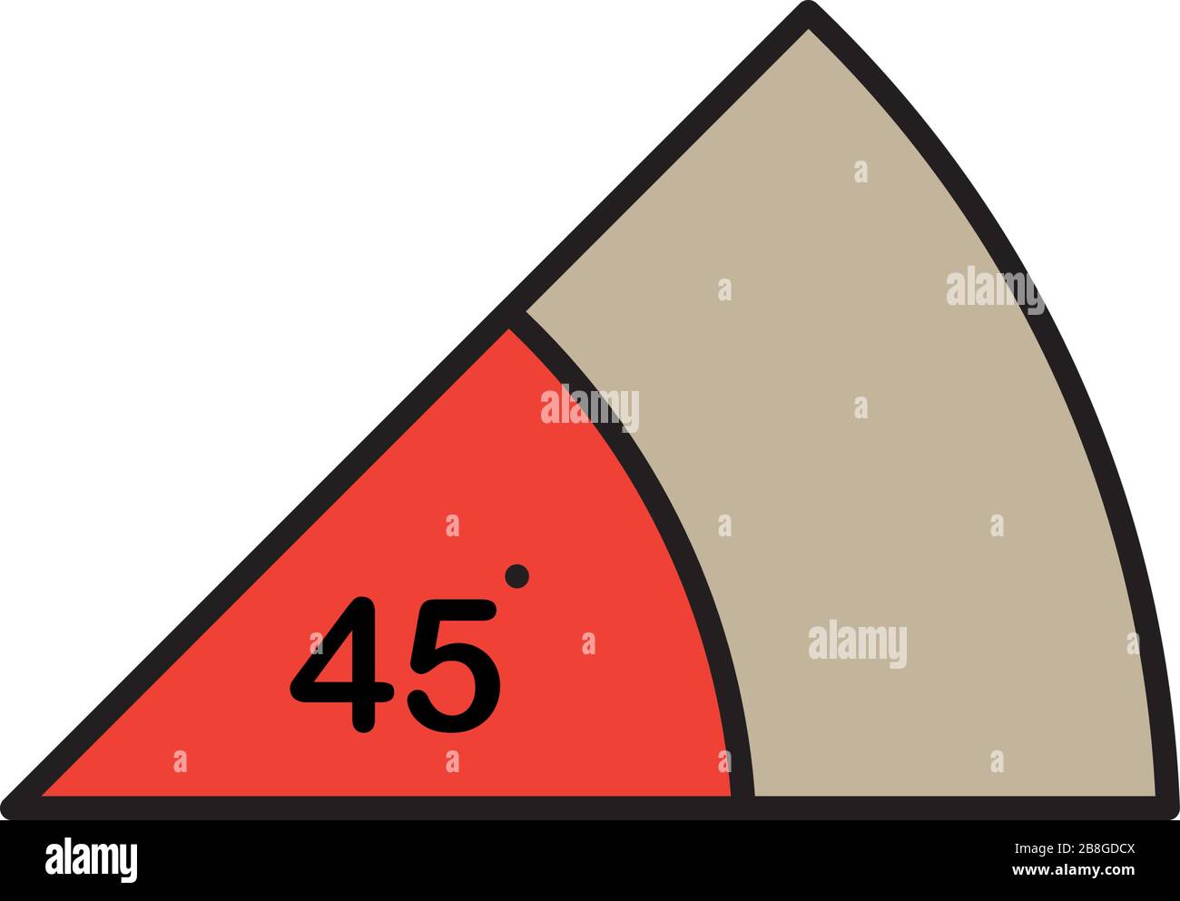 45 Degrees Angle vector icon symbol isolated on white background Stock ...