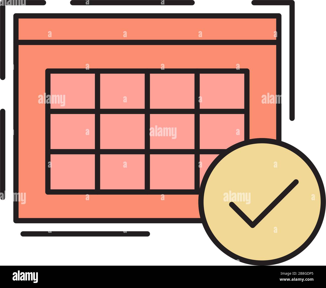 Calendar check page vector icon isolated on white background Stock ...