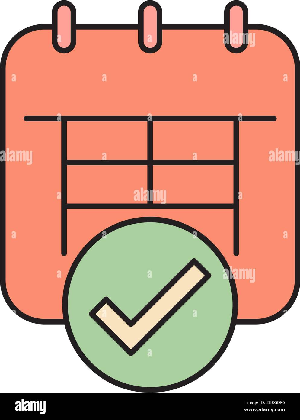 Calendar check page vector icon isolated on white background Stock ...