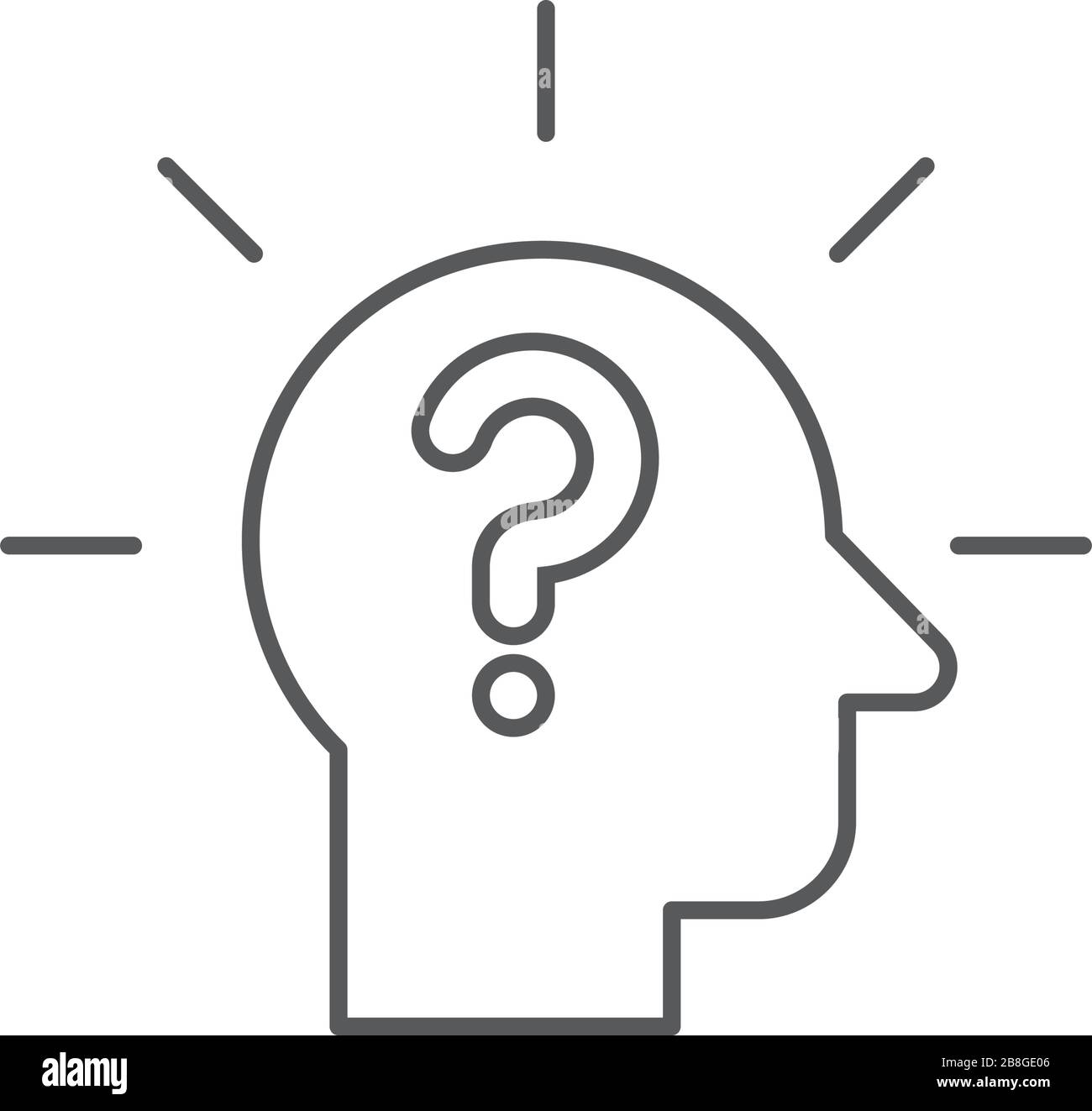 Head with question mark vector icon isolated on white background Stock ...