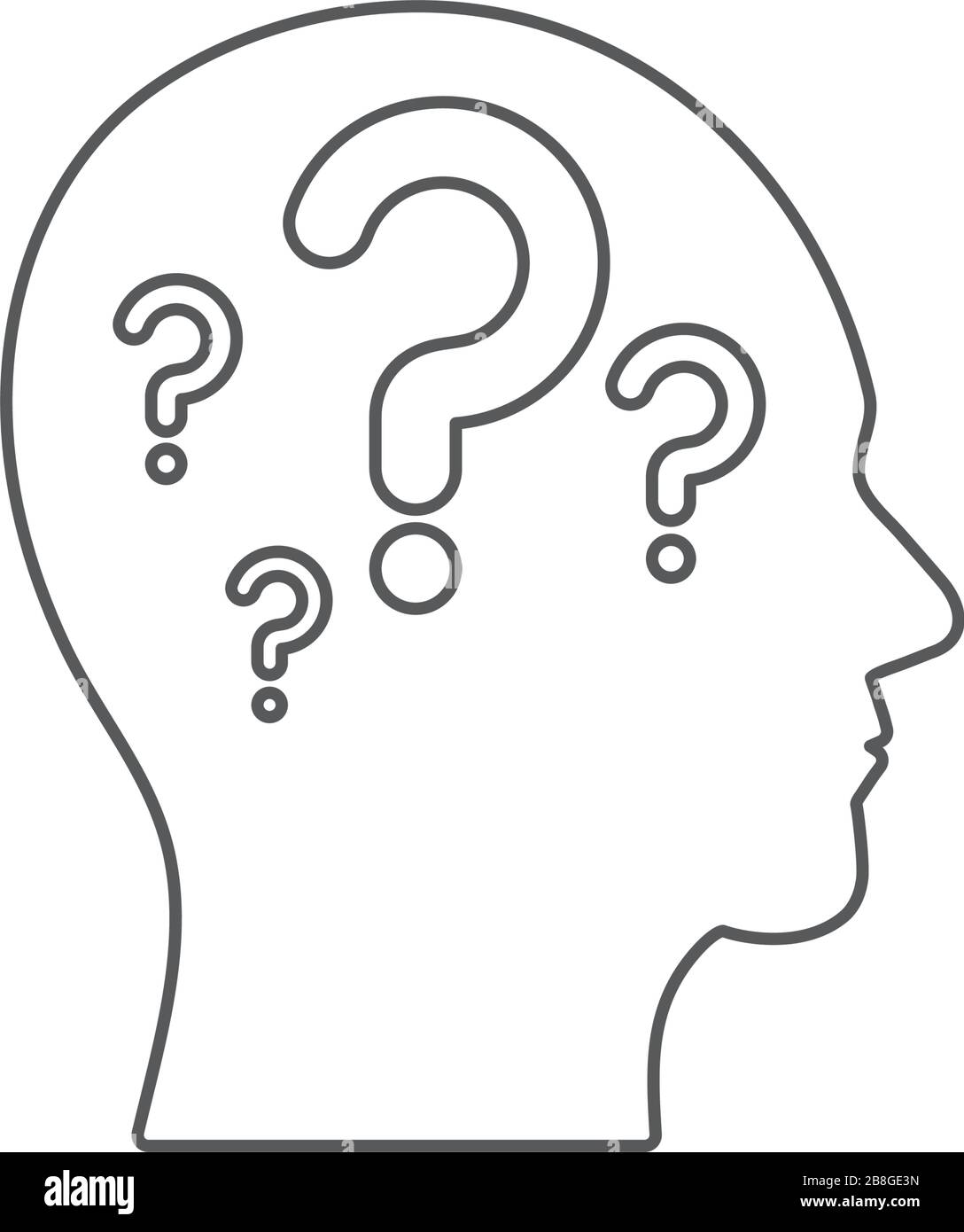 Head with question mark vector icon isolated on white background Stock ...