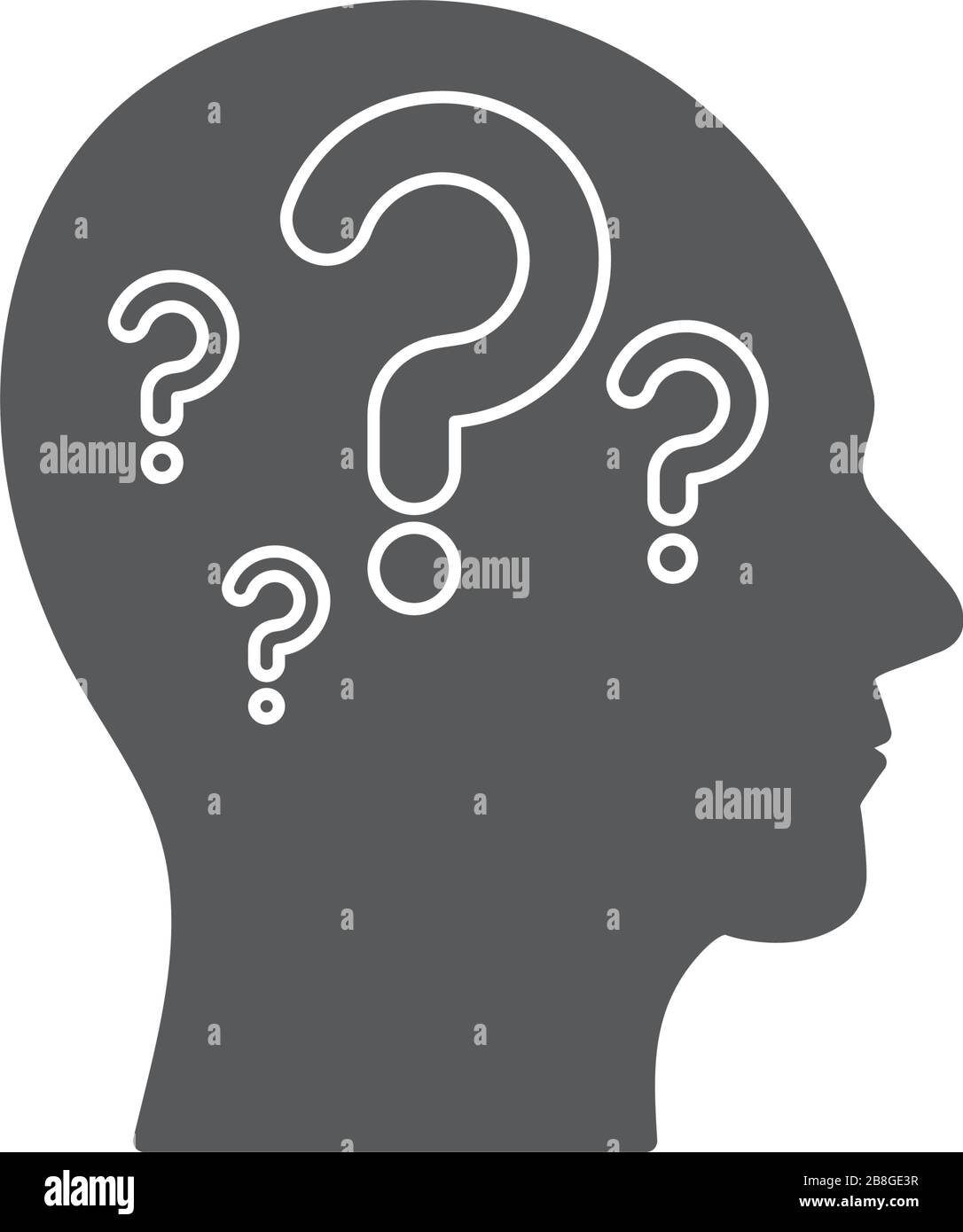 Head with question mark vector icon isolated on white background Stock ...