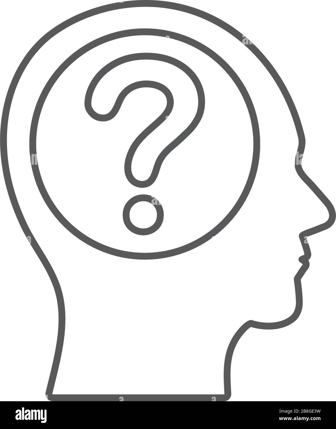 Head with question mark vector icon isolated on white background Stock ...