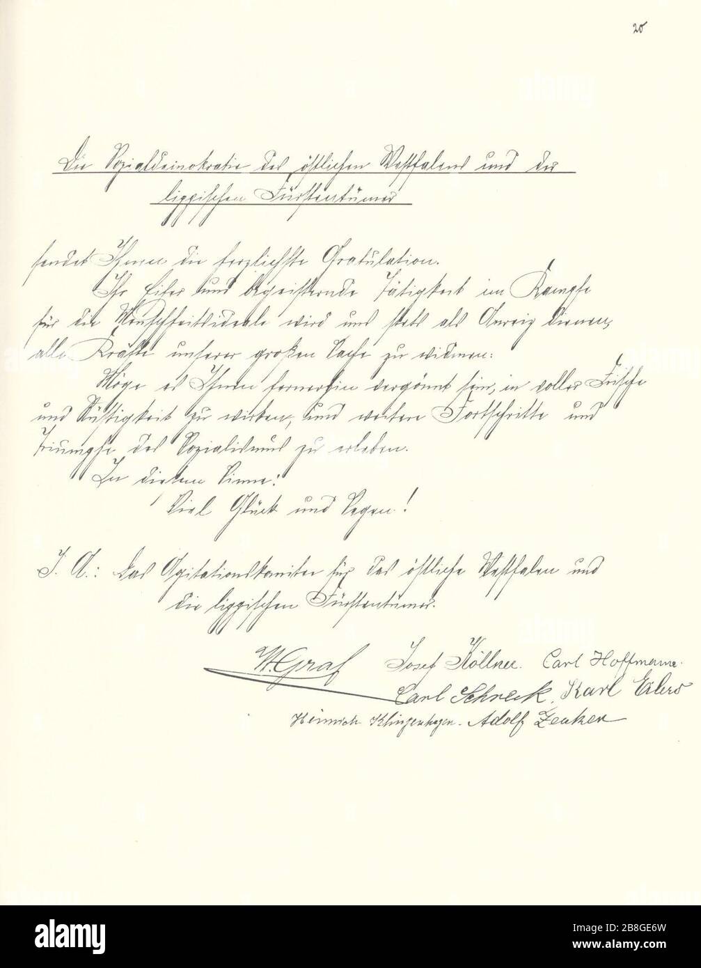 Goldenes Buch zum 70. Geburtstag August Bebel 1910 Seite 020 Stock ...