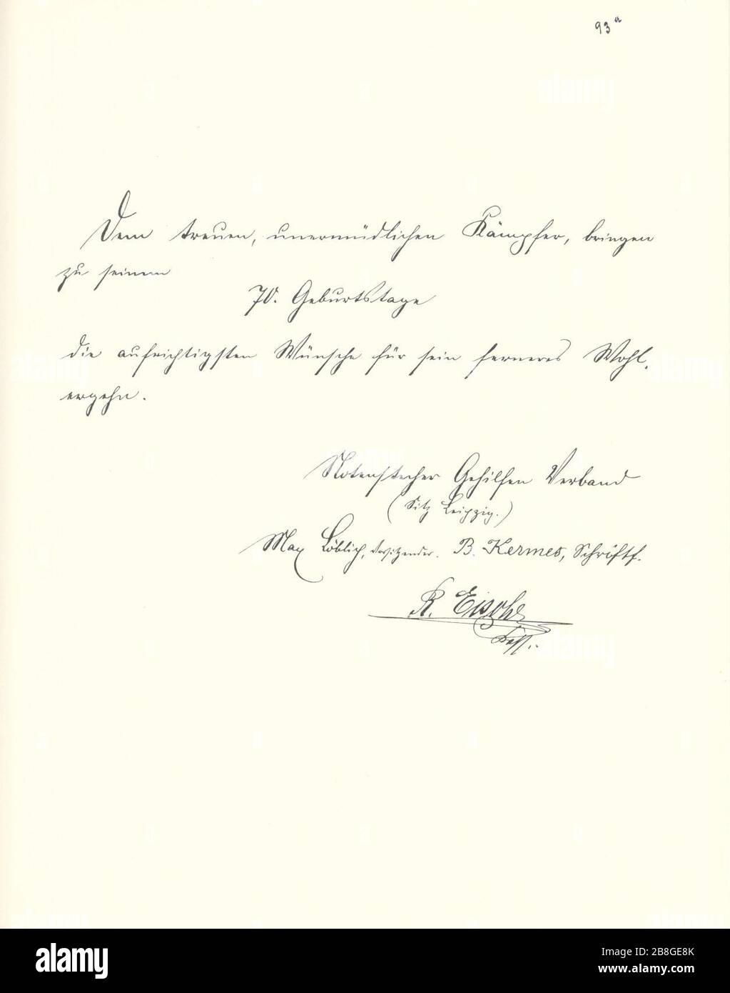Goldenes Buch zum 70. Geburtstag August Bebel 1910 Seite 093a Stock ...