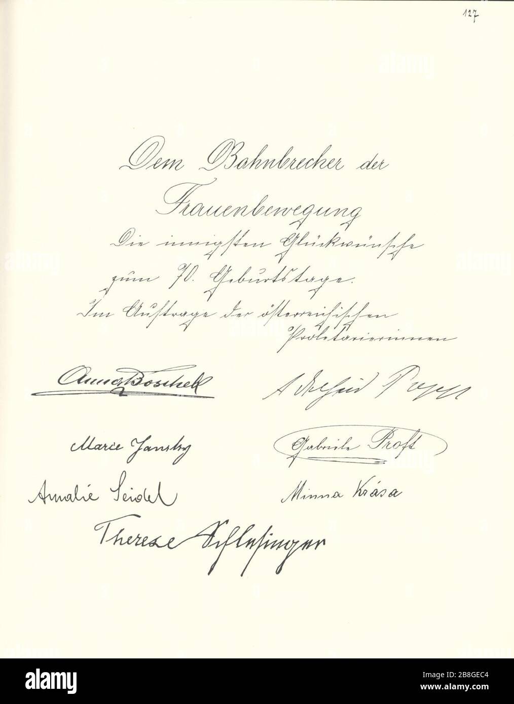 Goldenes Buch zum 70. Geburtstag August Bebel 1910 Seite 127 Stock ...