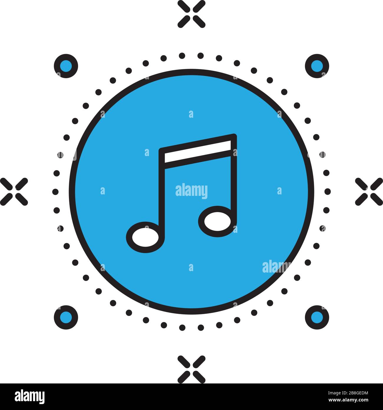 Music note button vector icon symbol isolated on white background Stock ...