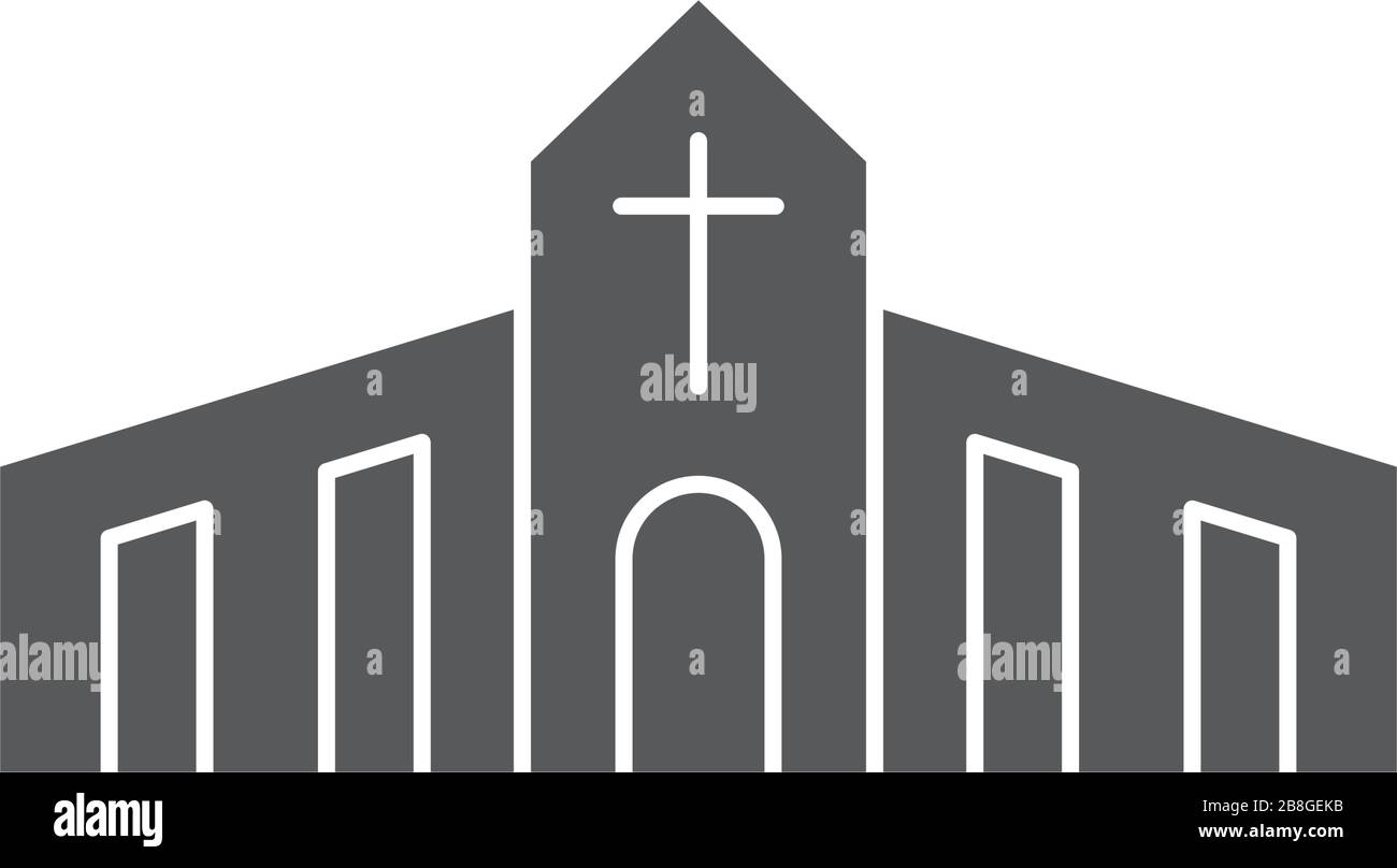 Church building vector icon symbol Christian isolated on white ...