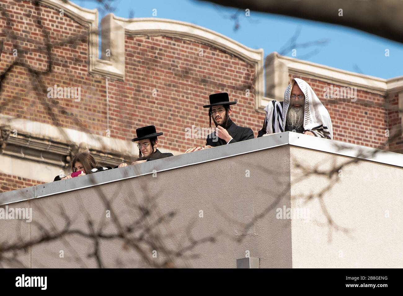 BROOKLYN, NEW YORK - MARCH 21: Hasidic Satmar Jewish family pray on ...