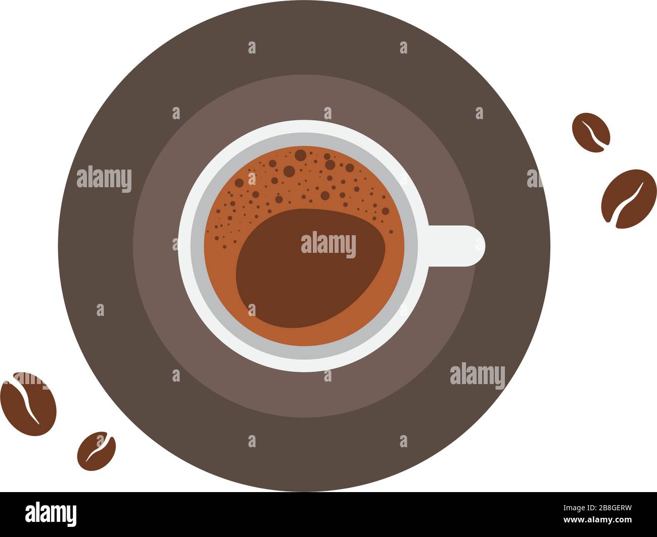 Coffee cup top view vector icon flat, isolated background Stock Vector ...