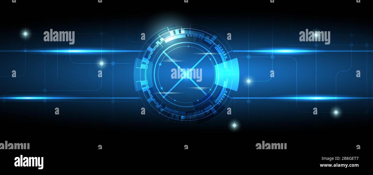 Abstract technology background with hi tech style circle, light beam ...