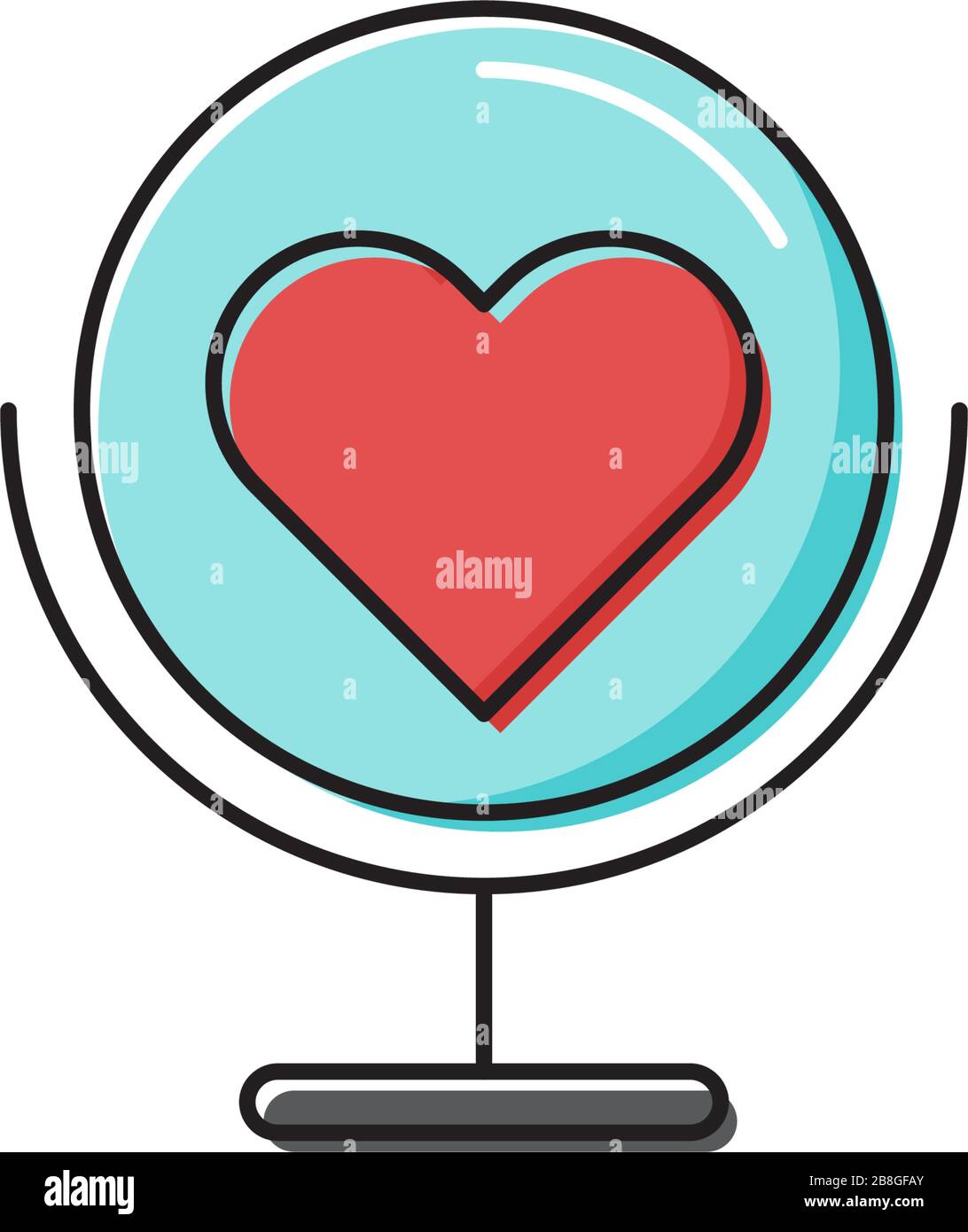 Globe with heart vector icon symbol isolated on white background Stock ...