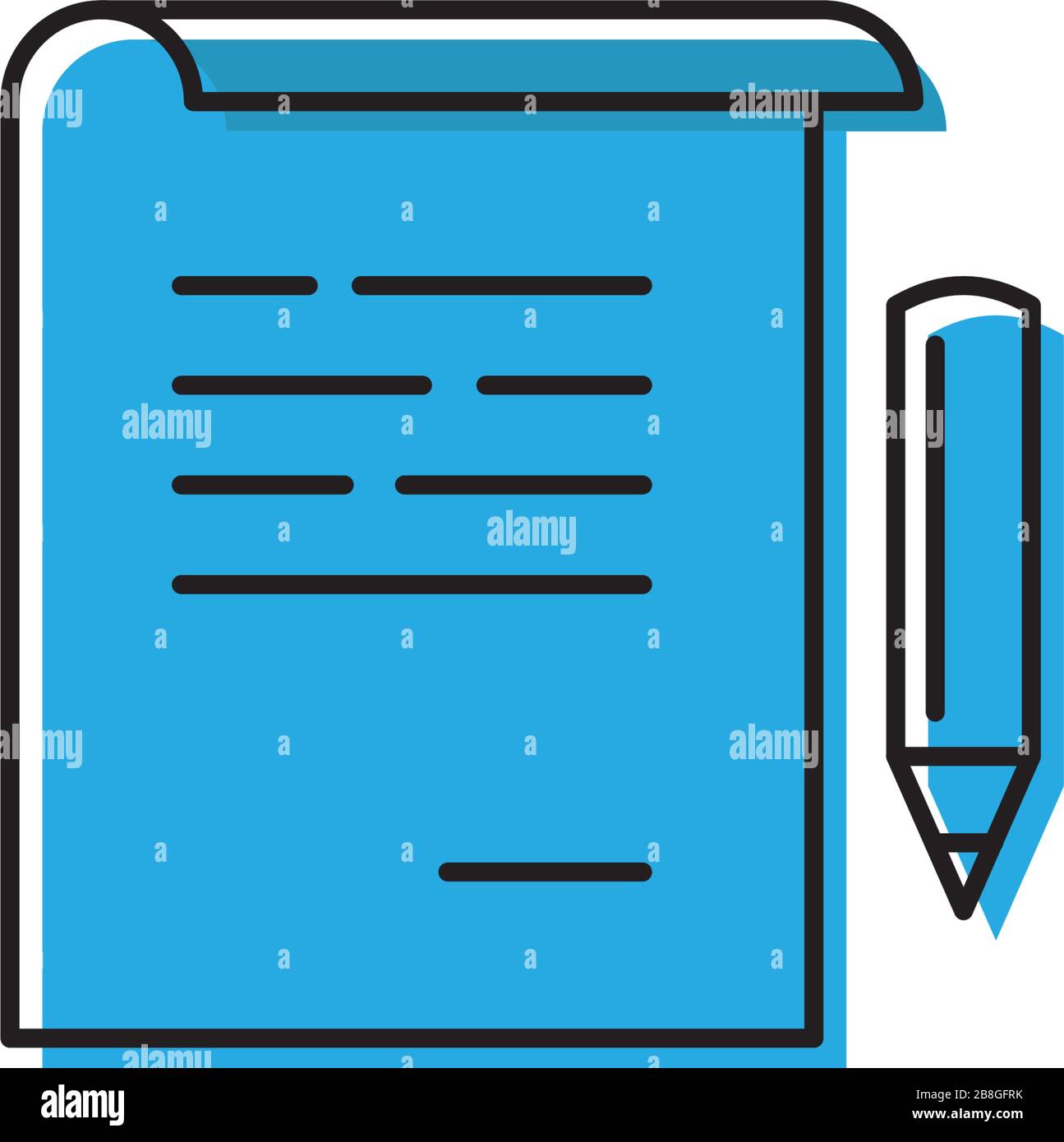 Paper and pencil vector icon symbol isolated on white background Stock ...