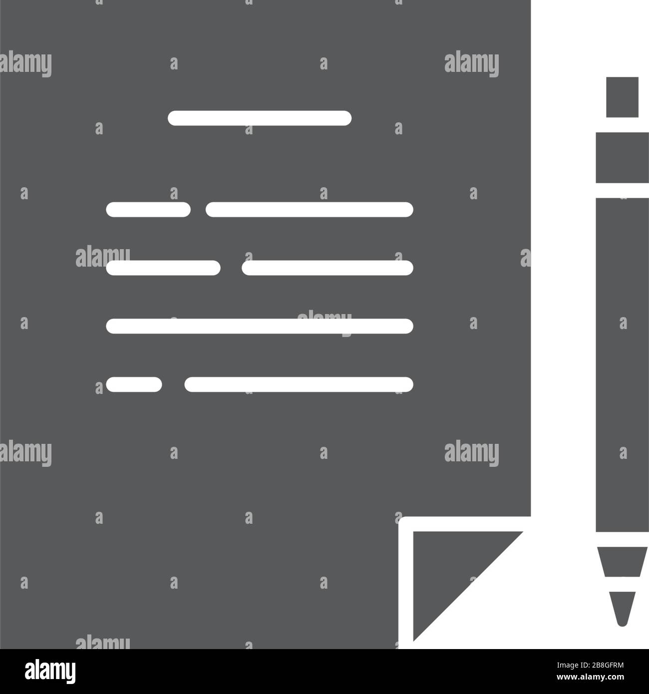 Paper and pencil vector icon symbol isolated on white background Stock ...