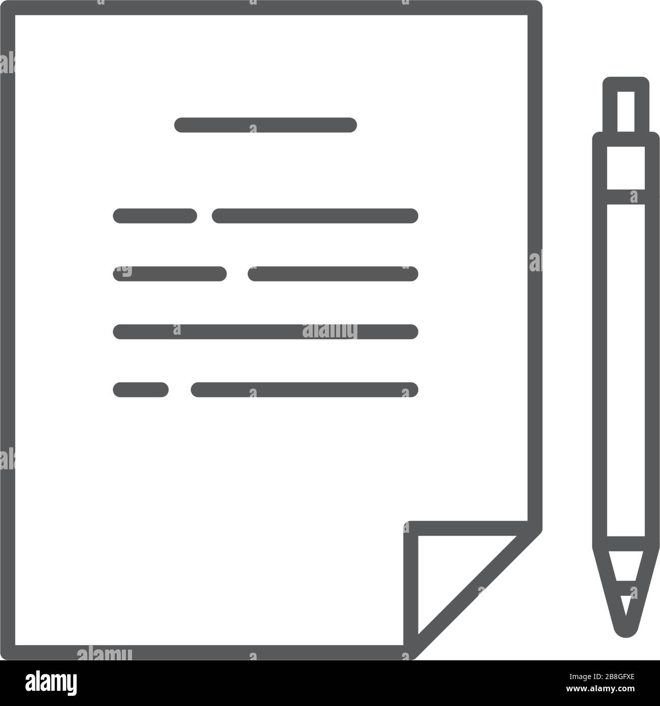 Paper and pencil vector icon symbol isolated on white background Stock ...