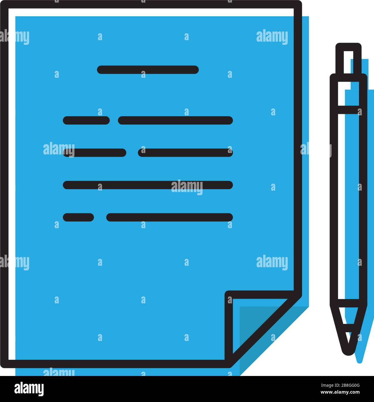 Paper and pencil vector icon symbol isolated on white background Stock ...