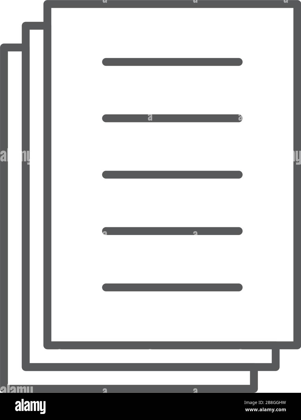 Document papers pile line icon, outline vector sign, linear style ...