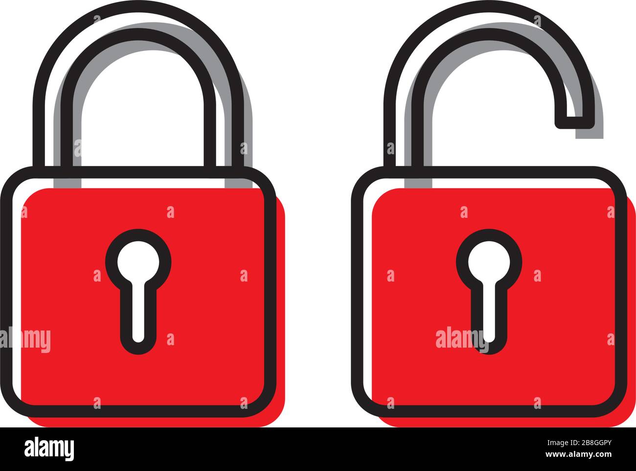 red security Lock Icon Flat Graphic Design isolated on white Stock ...