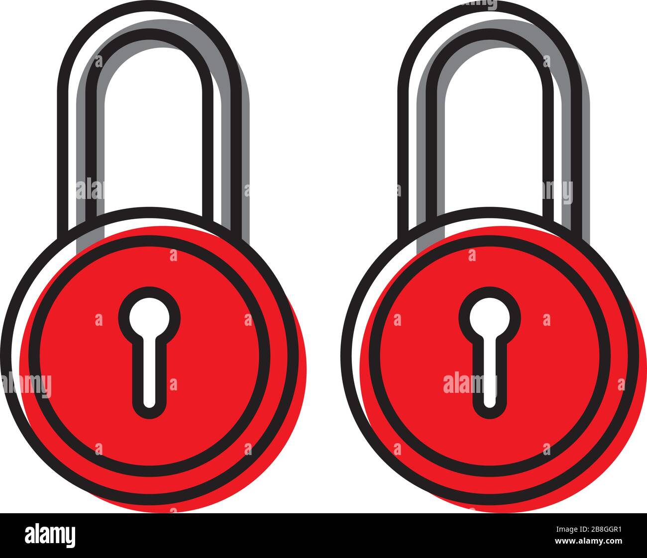 red security Lock Icon Flat Graphic Design isolated on white Stock ...