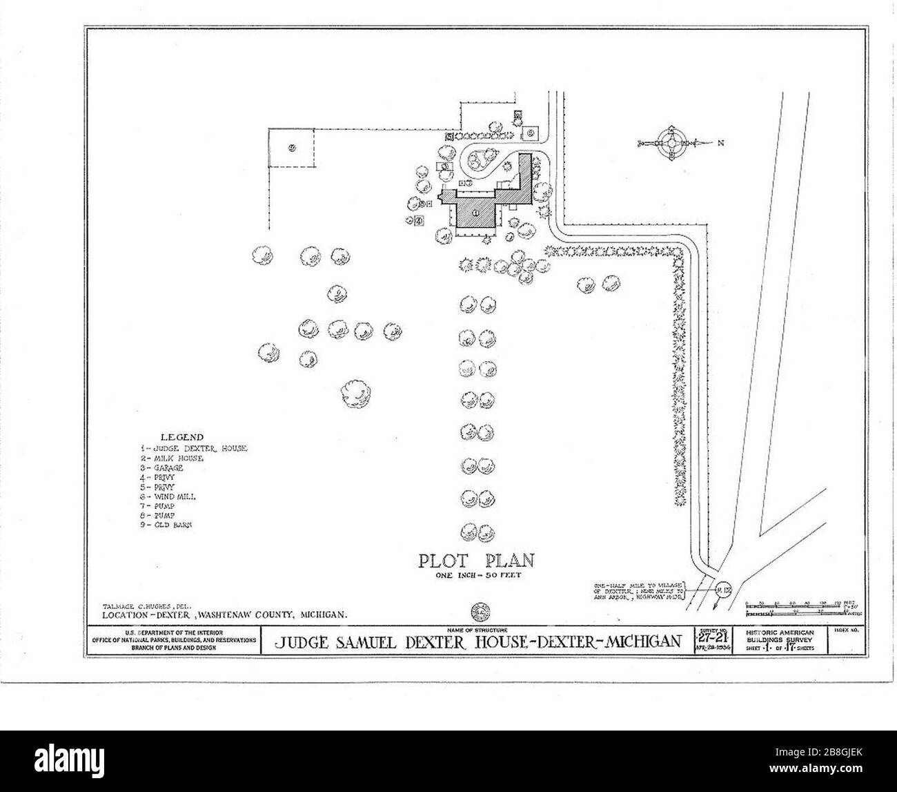 Gordon Hall Dexter MI 1934 plot plan Stock Photo - Alamy