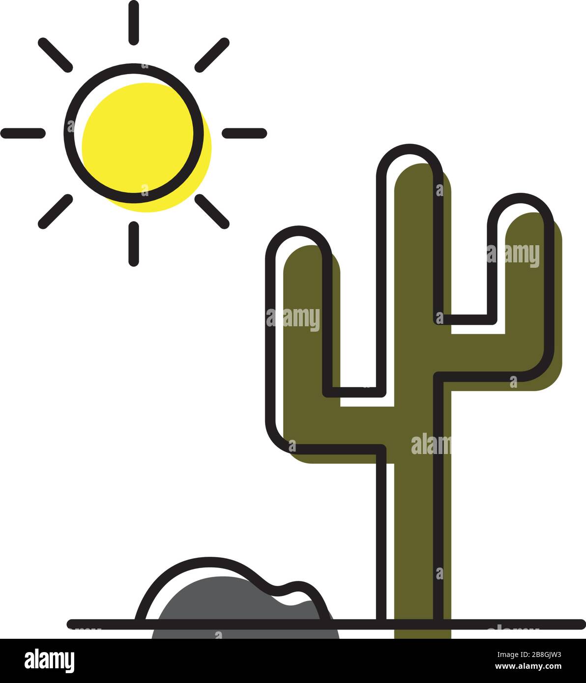 Cactus and sun vector icon isolated on white background Stock Vector ...