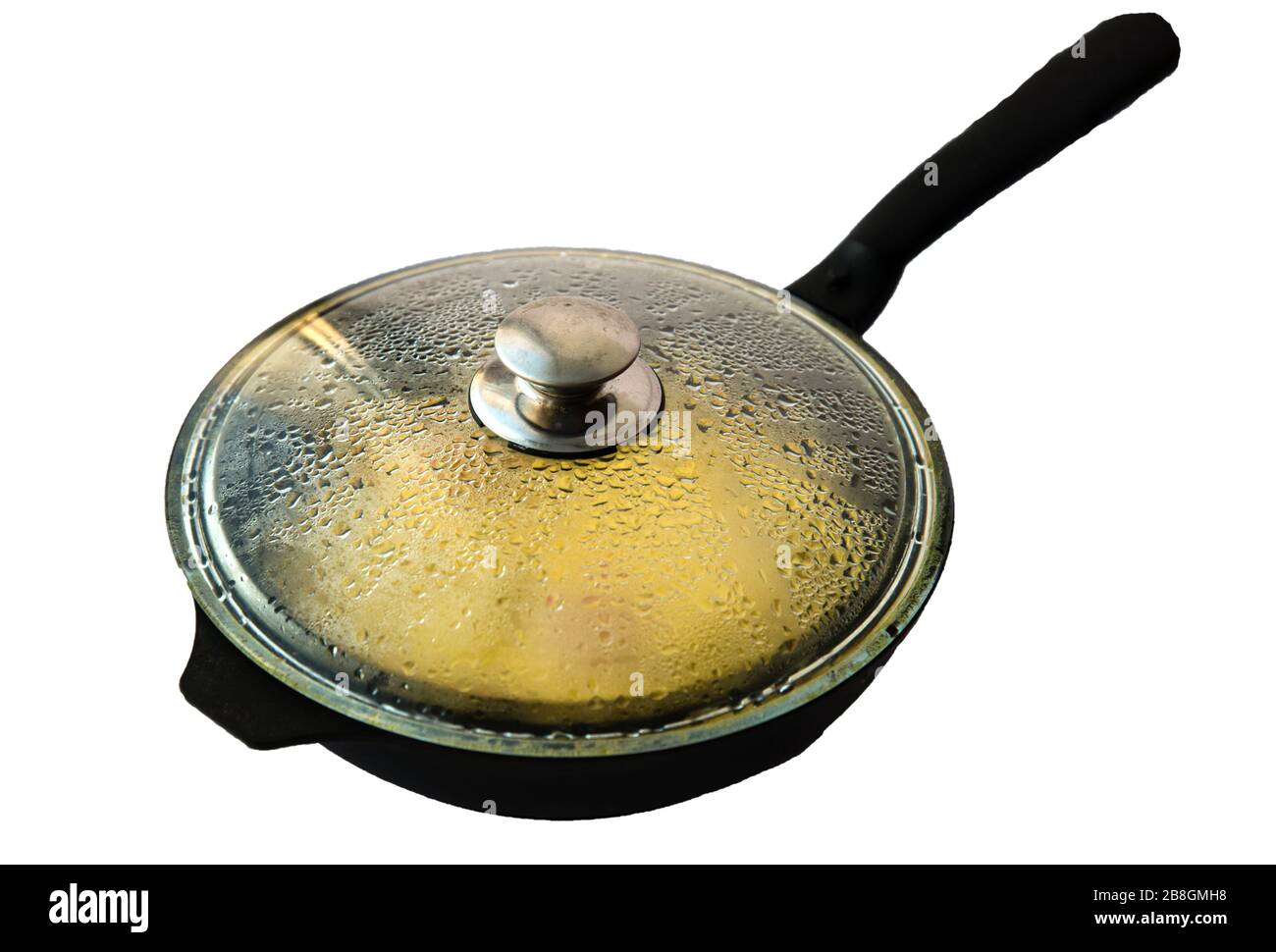 pan, hot food under a glass lid, food heat treatment Stock Photo - Alamy