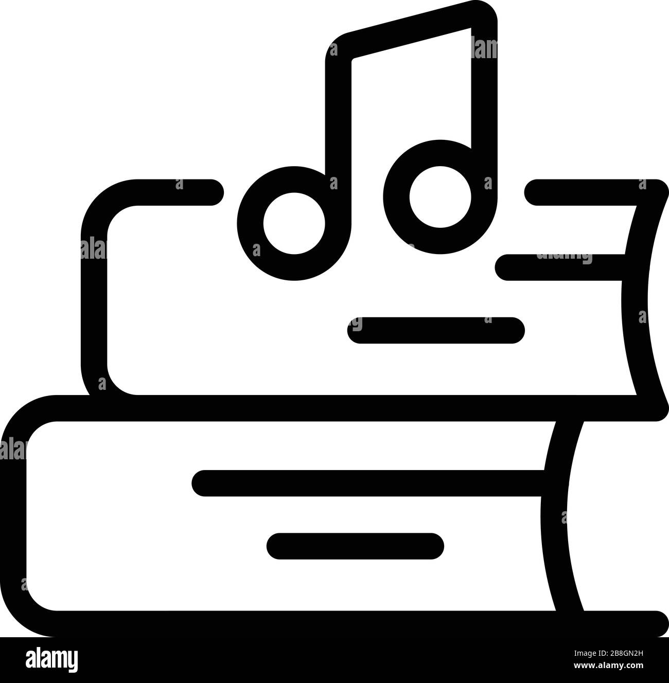 Two books and a musical note icon, outline style Stock Vector Image ...
