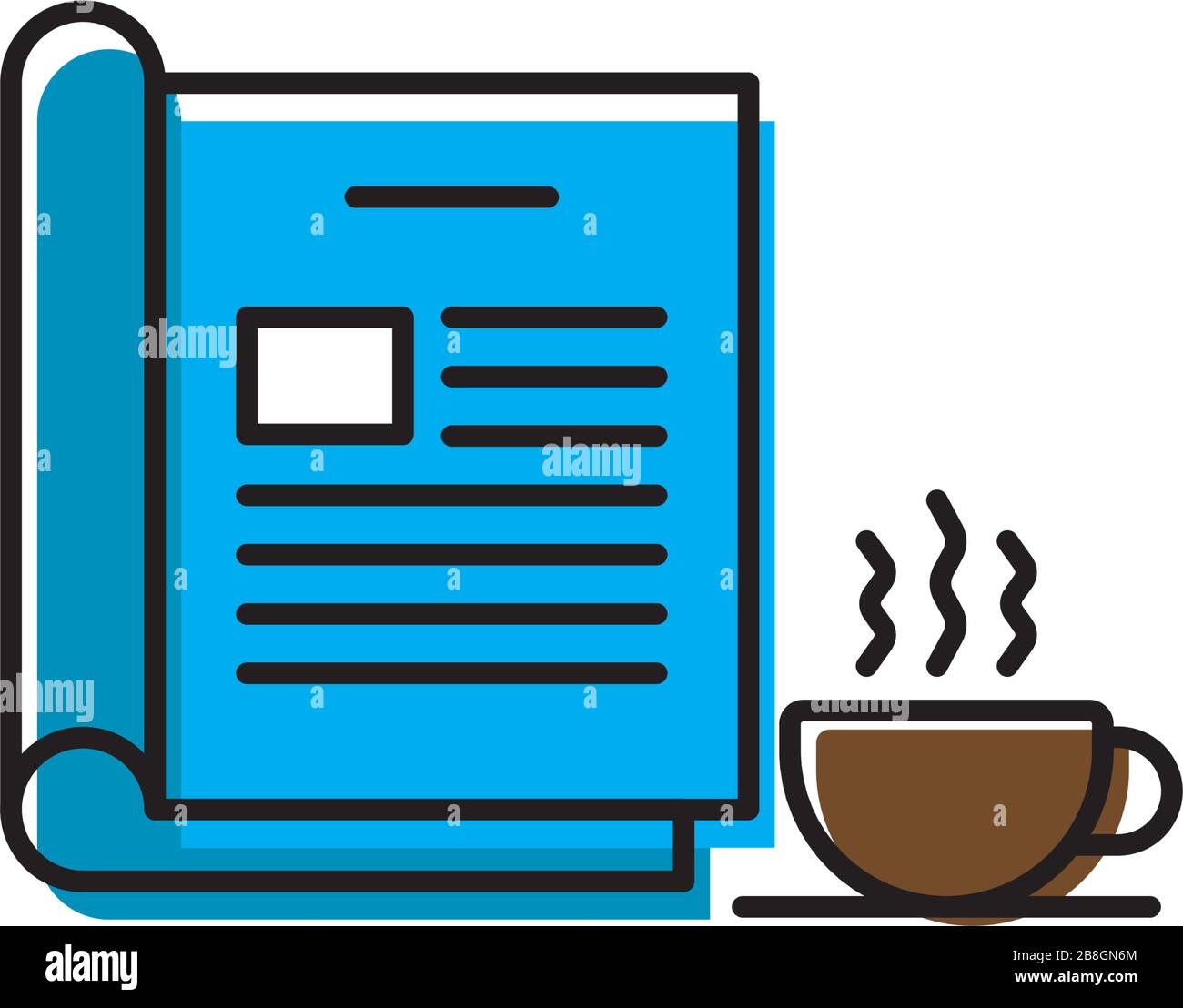 open magazine and coffee icon vector isolated on white background Stock ...