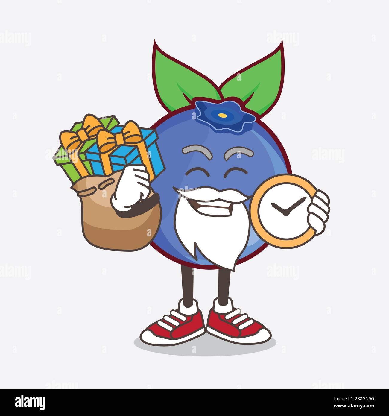 An illustration of Blueberry Fruit cartoon santa mascot character ...