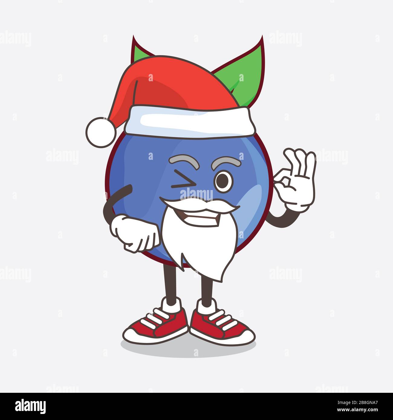 An illustration of Blueberry Fruit cartoon santa mascot character with ...