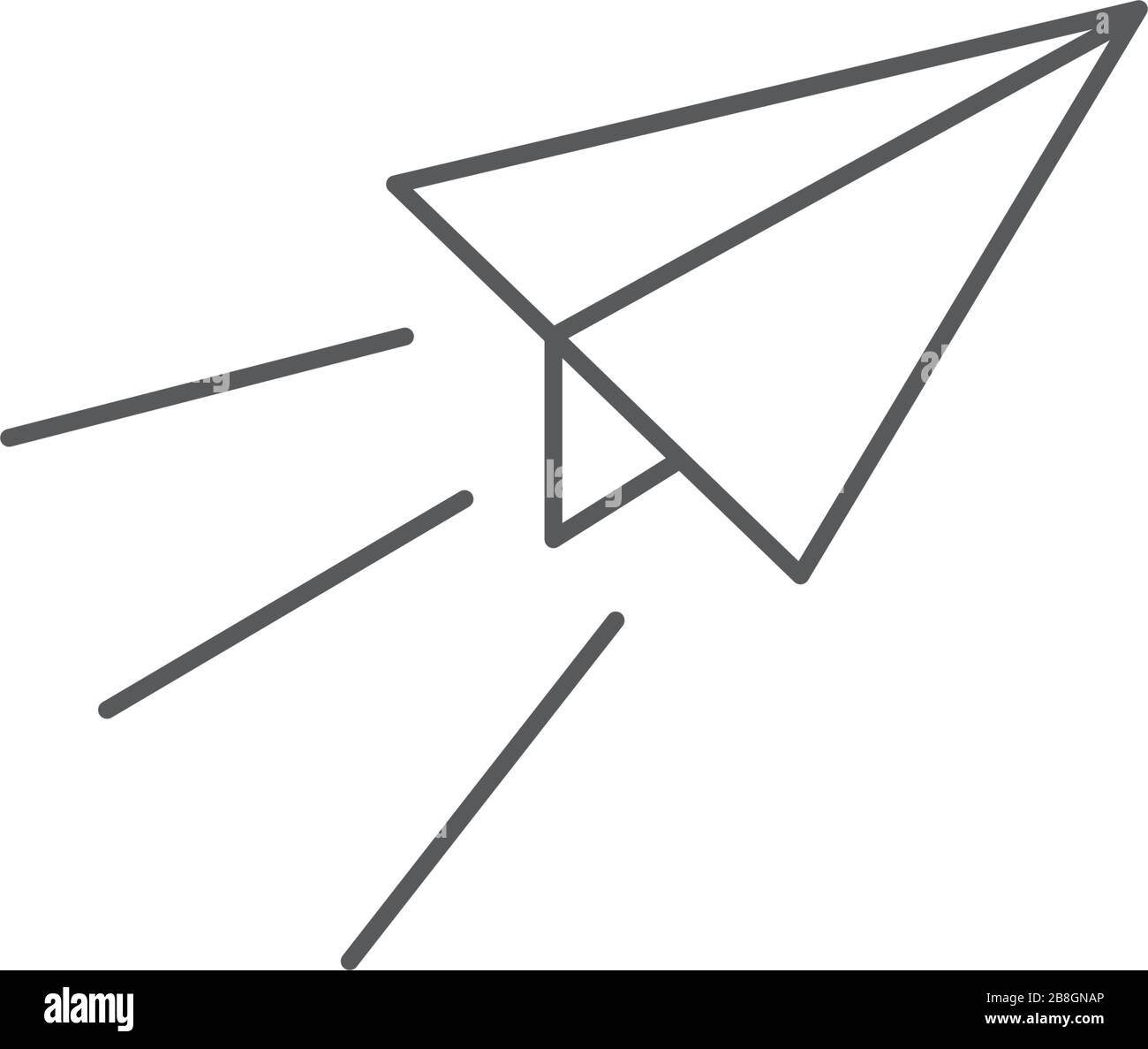 Paper plane line icon. Flat origami airplane isolated on white ...